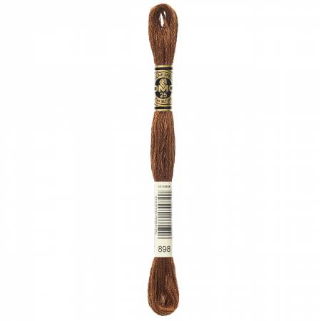 DMC Size 25 6 Strand Cotton Embroidery Floss - 8.7yd Skein - Very Dark Coffee Brown #898 – Red ...