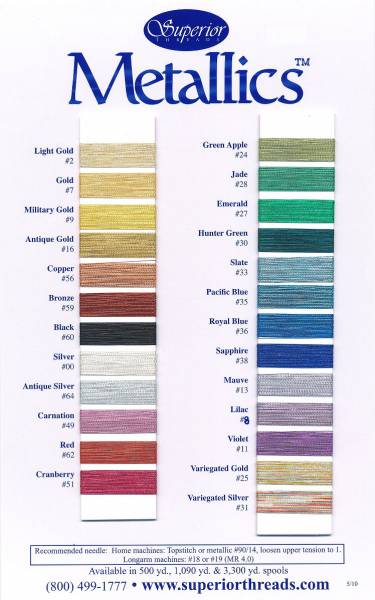 Superior Metallic Real Thread Chart – Red Rock Threads