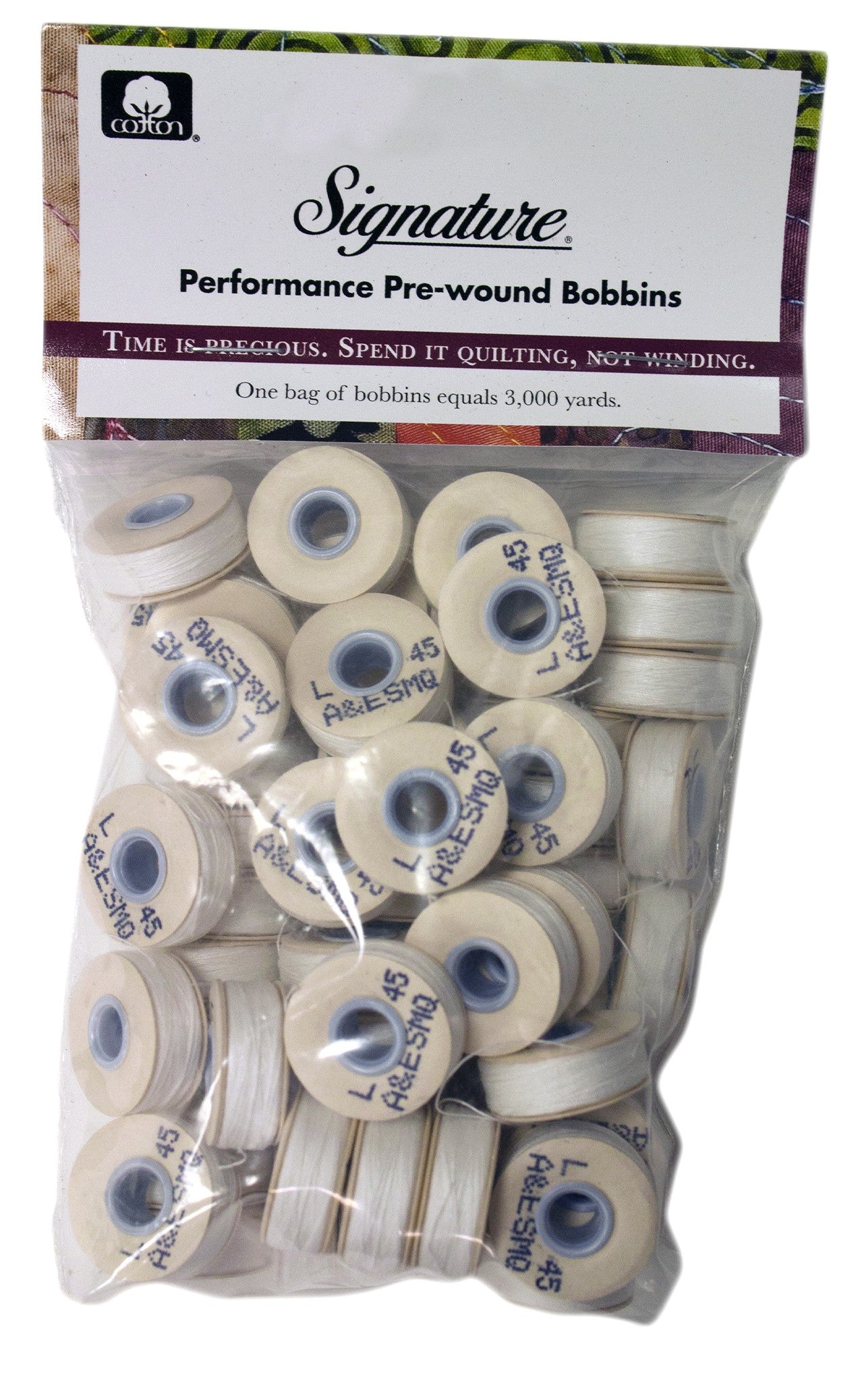 001 White Signature 40wt Cotton Bobbins – Red Rock Threads