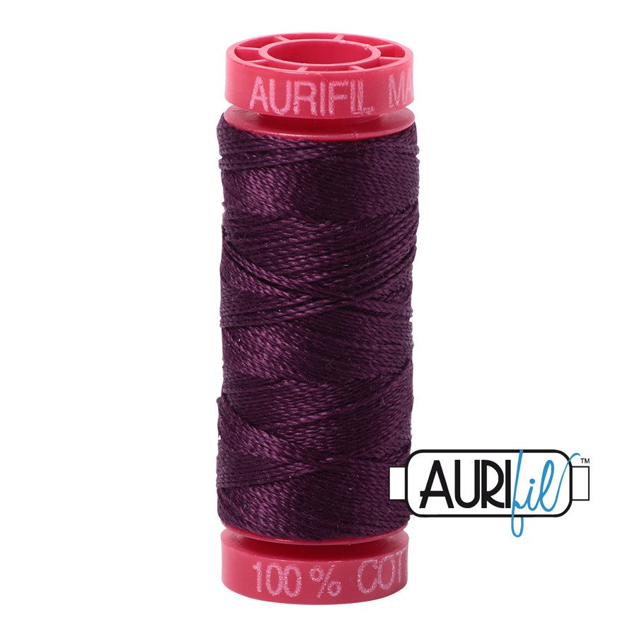 Aurifil 12wt Cotton Sashiko Thread - 54yd/50m - Very Dark Eggplant ...