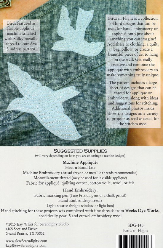 Birds In Flight Hand Embroidery Design Pattern from Seren... – Red Rock ...