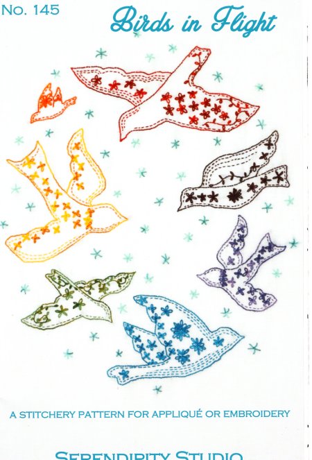 Birds In Flight Hand Embroidery Design Pattern from Seren... – Red Rock ...