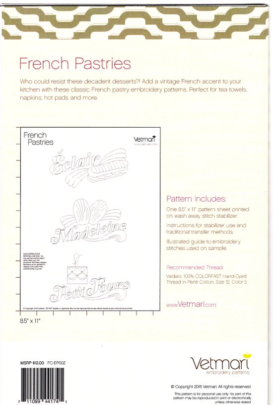 French Pastries Embroidery Design Pattern from Vetmari Em... – Red Rock ...